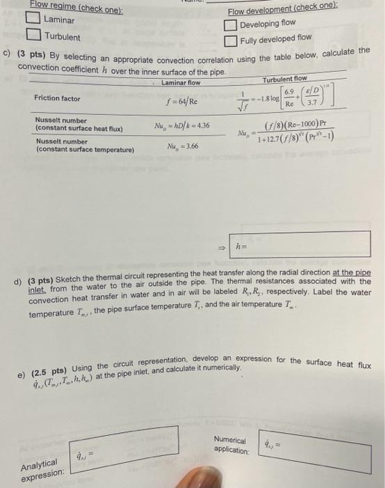 Solved RROBLEM 1: INTERNAL FORCED CONVECTION (18 PTS) Water | Chegg.com