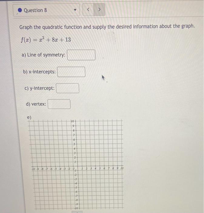 Solved Graph the quadratic function and supply the desired | Chegg.com