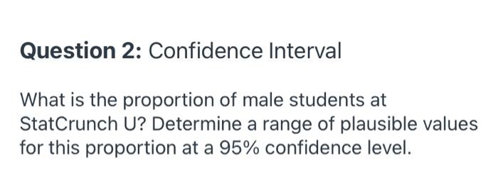 Solved Question 2: Confidence Interval What is the | Chegg.com
