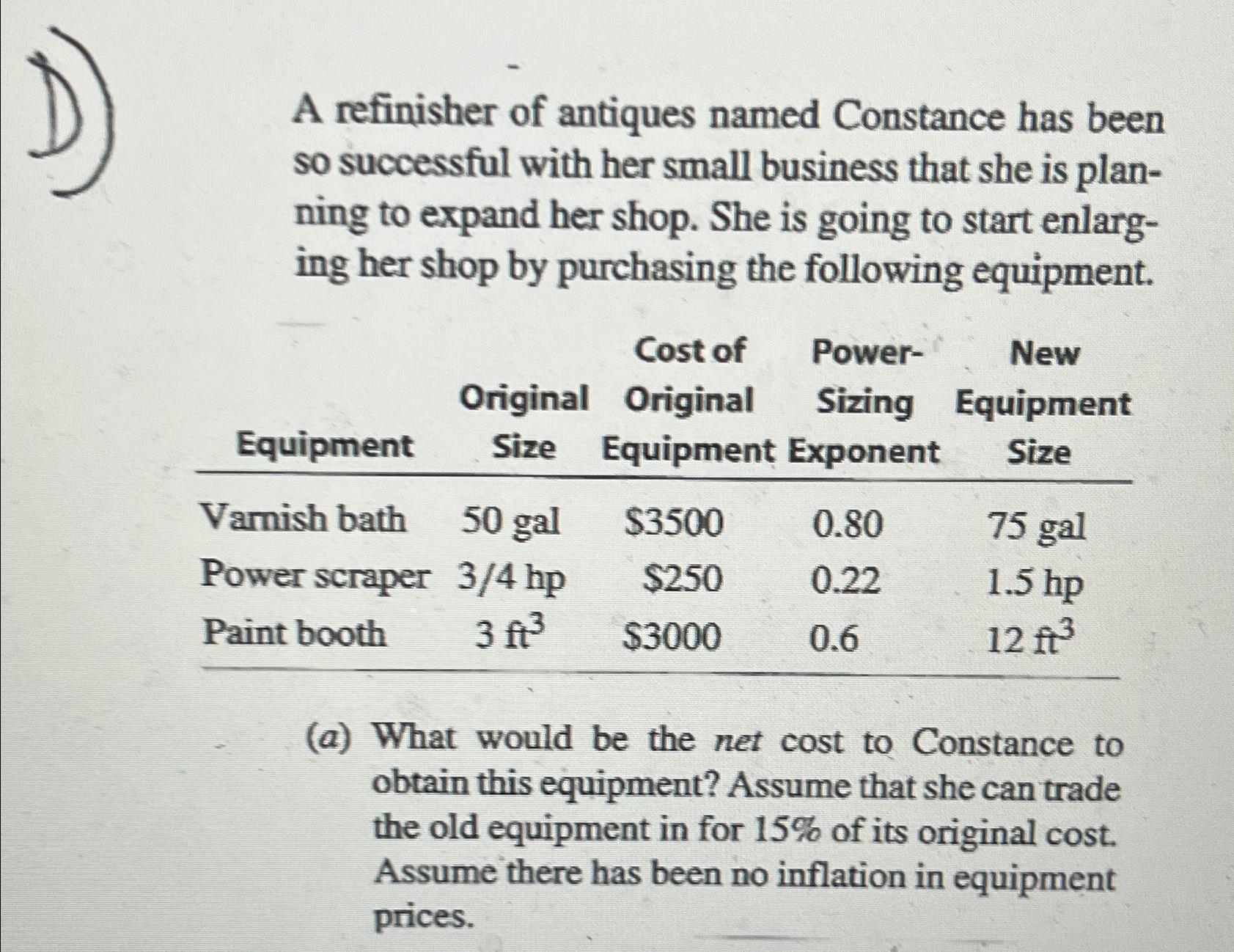 Solved A refinisher of antiques named Constance has been so | Chegg.com