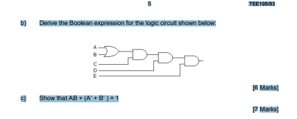 Solved Question 3 (25 ﻿Marks)b) ﻿Derive the Boolean | Chegg.com