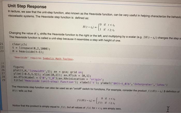 Solved Unit Step Response In lecture, we saw that the | Chegg.com