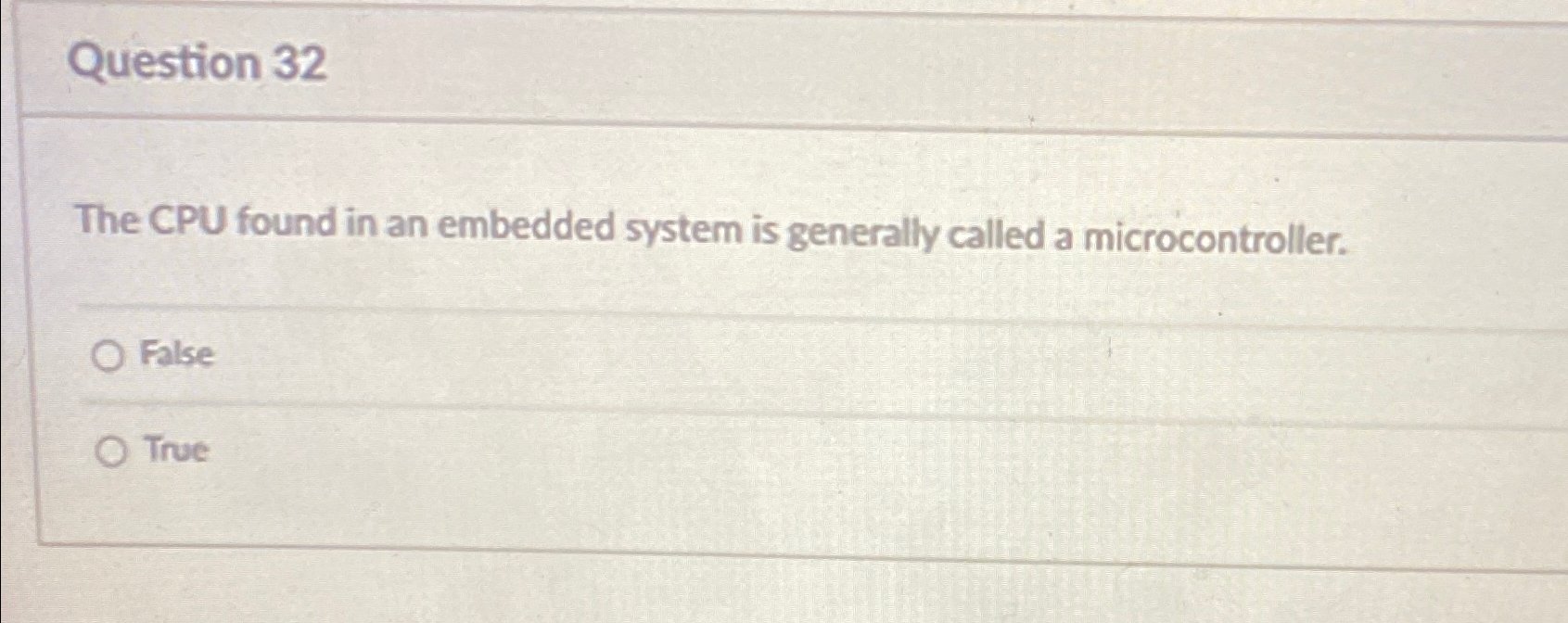 Solved Question 32The CPU found in an embedded system is | Chegg.com