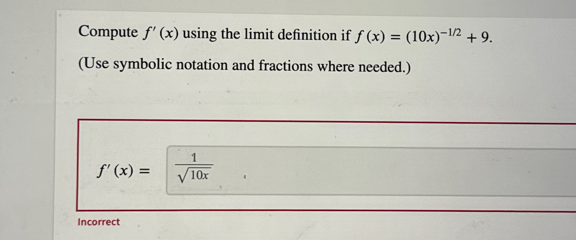 Solved Compute f'(x) ﻿using the limit definition if | Chegg.com