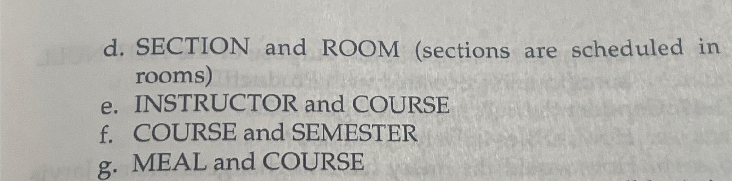 Solved For each of the following pairs of related entities, | Chegg.com