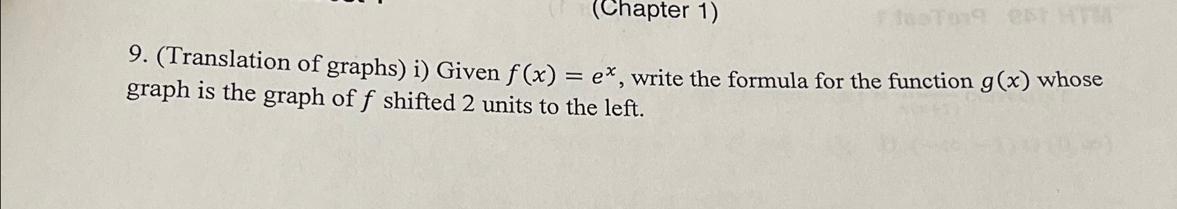 Solved (Chapter 1)9. (Translation of graphs) ﻿i) ﻿Given | Chegg.com