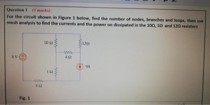 Solved Question 1 (5 marks): For the circuit shown in Figure | Chegg.com