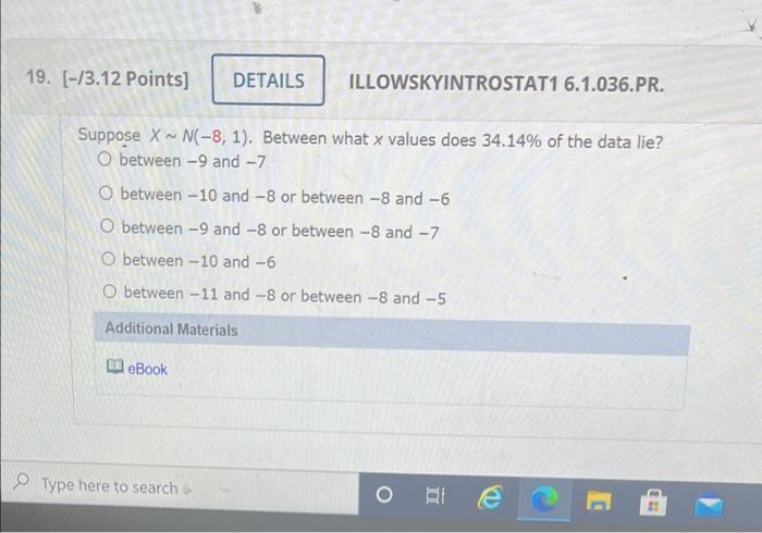 Solved 19. [-/3.12 Points] DETAILS ILLOWSKYINTROSTAT1 | Chegg.com
