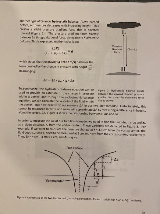 Name: Lab 10 - Cyclostrophic Flow: The Two-Liter | Chegg.com