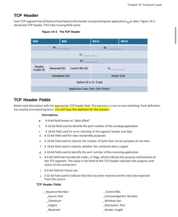 Module 14 Study Guide Transportation of Data The | Chegg.com