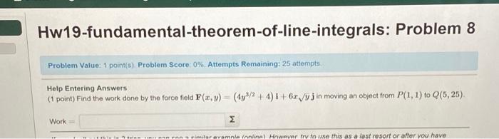 Solved Hw19-fundamental-theorem-of-line-integrals: Problem 8 | Chegg.com