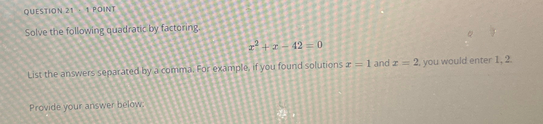 Solved QUESTION 21 - 1 POINTSolve the following quadratic | Chegg.com Solved QUESTION 21 - 1 POINTSolve the following quadratic | Chegg.com