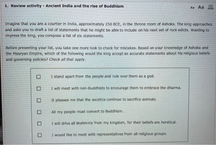 Solved 1. Review activity - Ancient India and the rise of | Chegg.com