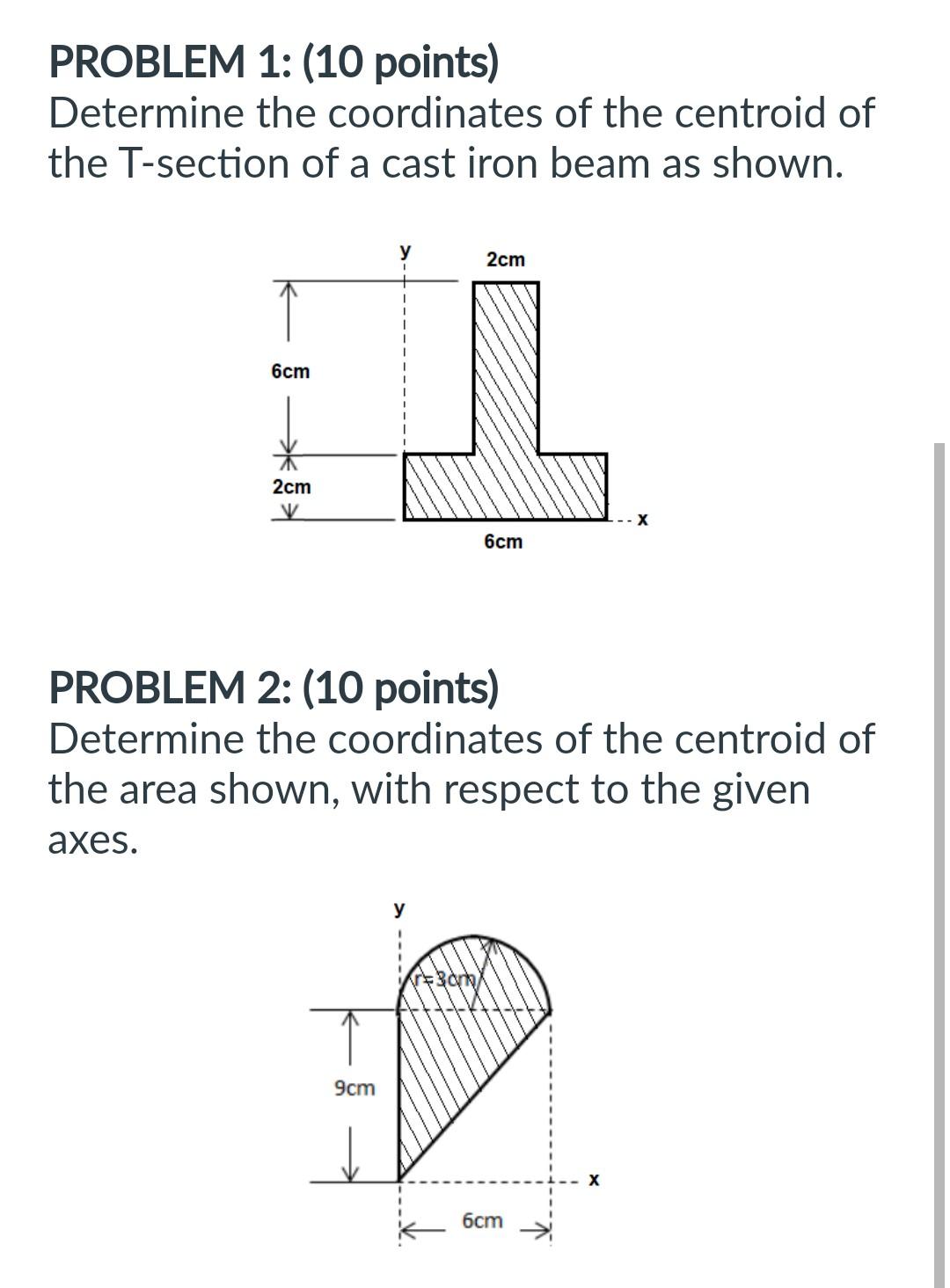 Solved PROBLEM 1: (10 points) Determine the coordinates of | Chegg.com