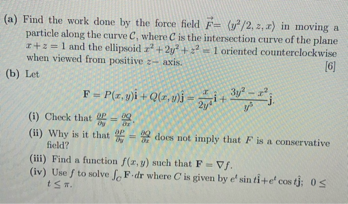 Solved (a) Find the work done by the force field F= (y²/2, | Chegg.com