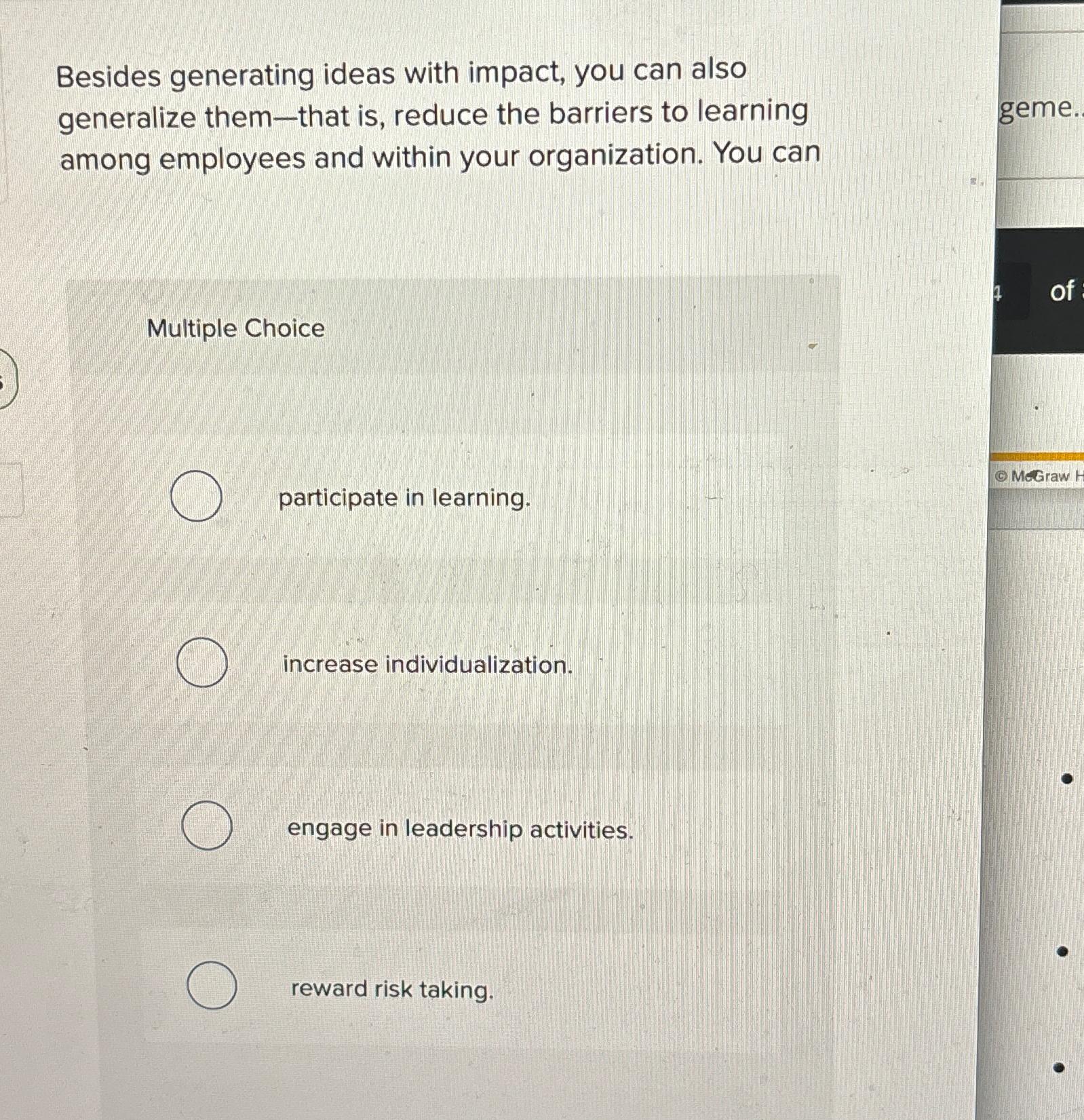 Solved Besides generating ideas with impact, you can also | Chegg.com