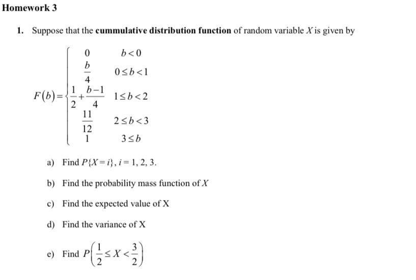 Solved 1 Suppose That The Cummulative Distribution Function