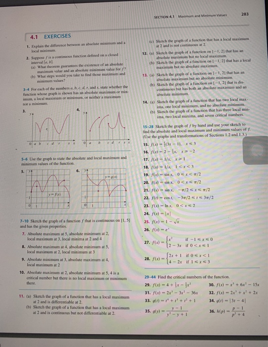 Solved SECTION 4.1 Maximum and Minimum Values 283 4.1 | Chegg.com