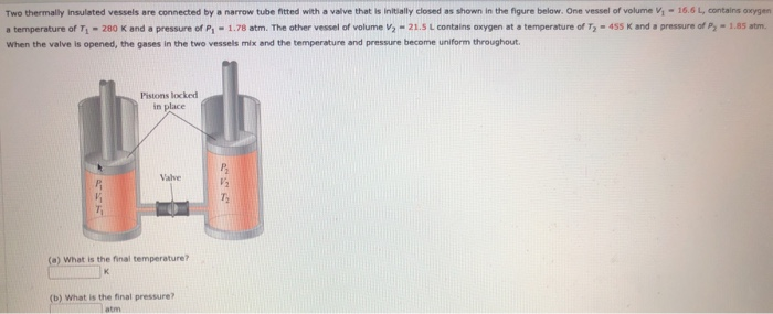Solved Two thermally insulated vessels are connected by a | Chegg.com