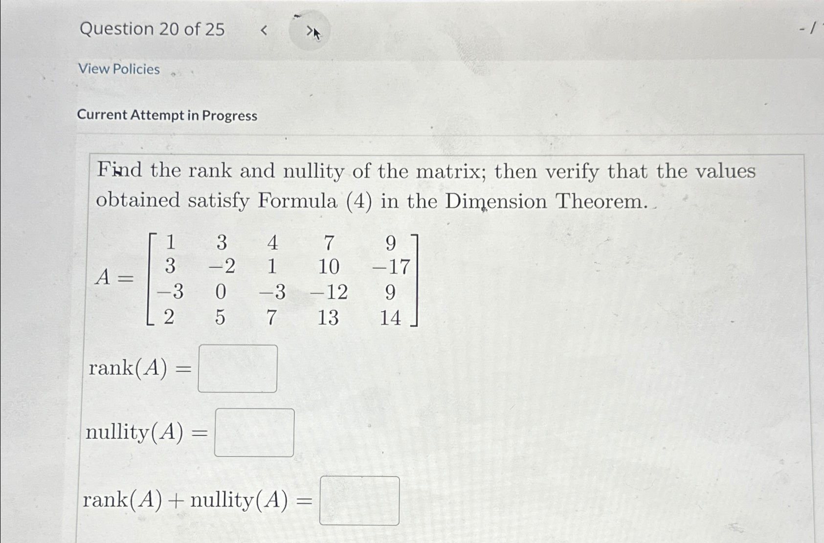 Solved Question 20 ﻿of 25View PoliciesCurrent Attempt in | Chegg.com