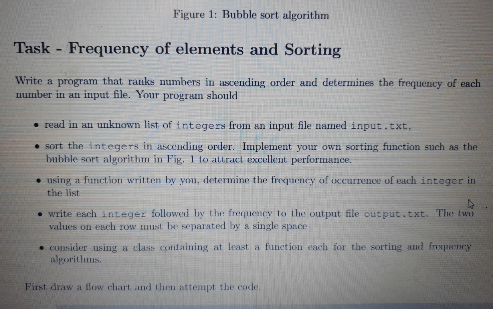 Solved Figure 1: Bubble sort algorithm Task - Frequency of | Chegg.com
