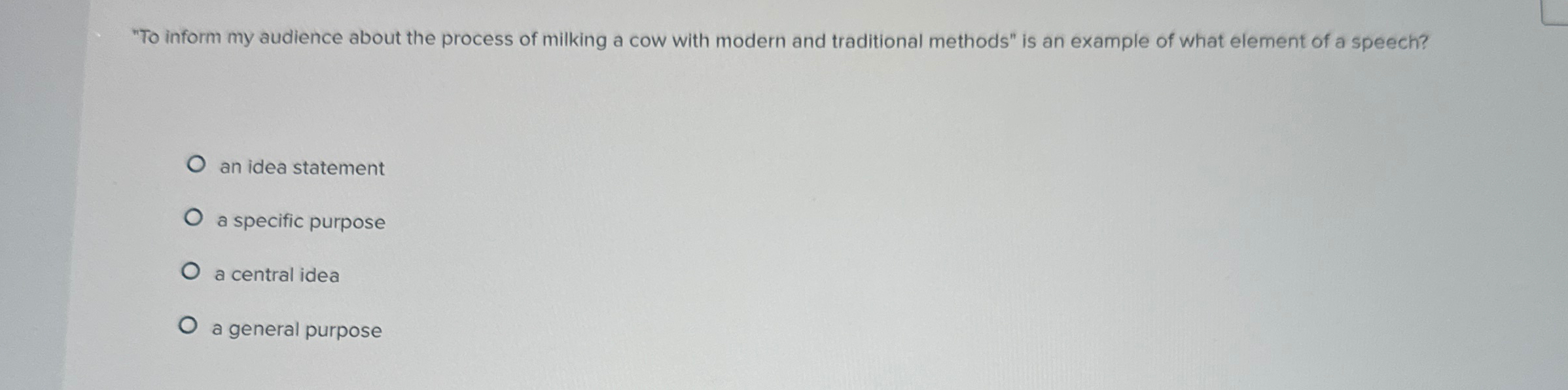 Solved "To inform my audience about the process of milking a | Chegg.com