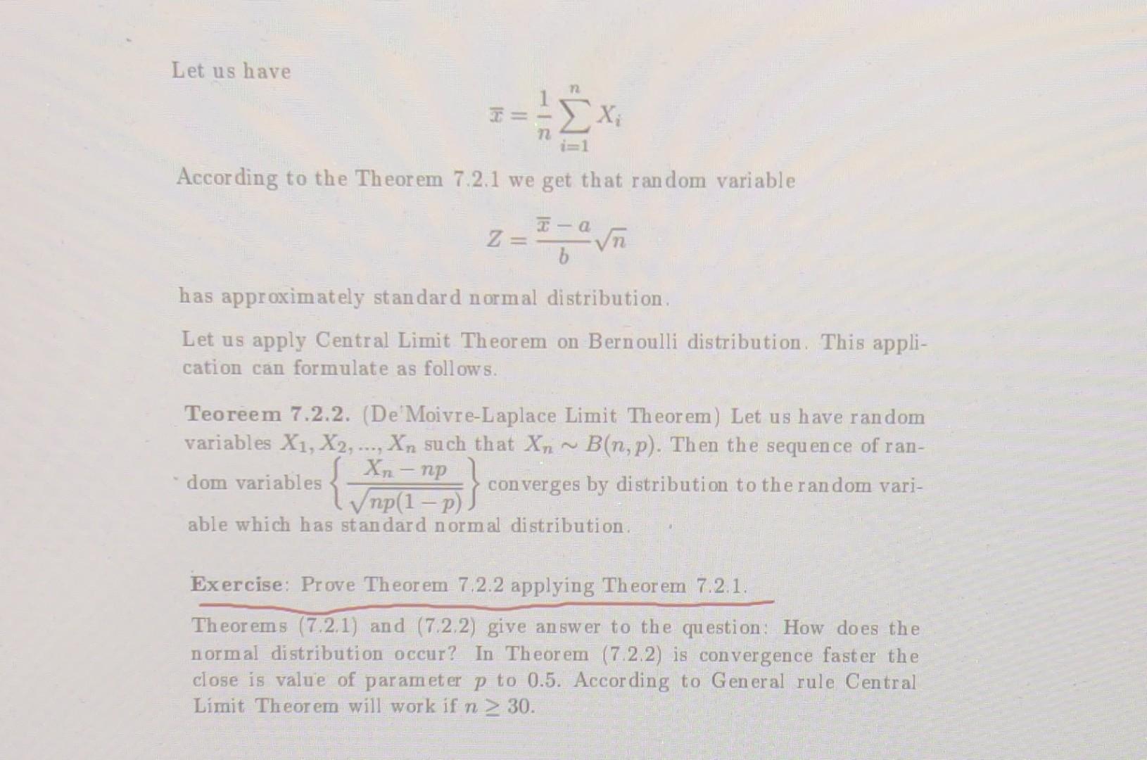 Solved Let us have xˉ=n1∑i=1nXi According to the Theorem 7.2 | Chegg.com