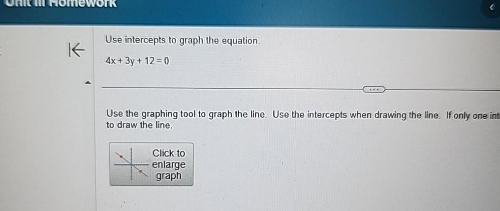 Solved kUse intercepts to graph the equation.4x+3y+12=0Use | Chegg.com