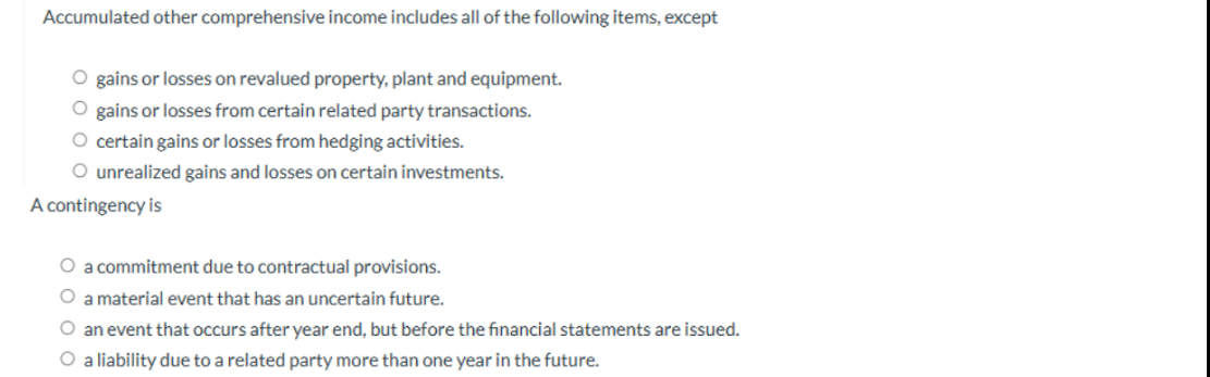 Solved Accumulated other comprehensive income includes all | Chegg.com