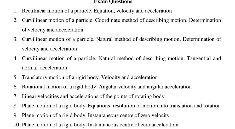 Solved Exam Questions 1 Rectilinear Motion Of A Particle