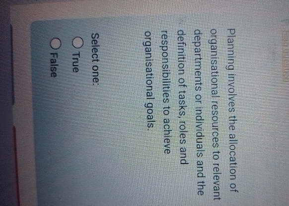 Solved Planning involves the allocation of organisational | Chegg.com
