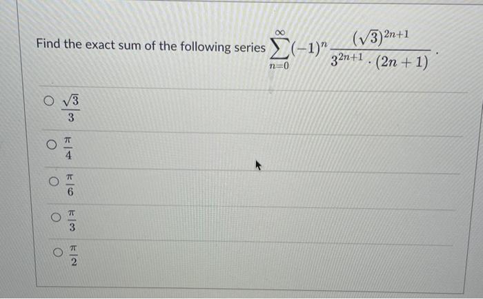 Solved Find the exact sum of the following series | Chegg.com