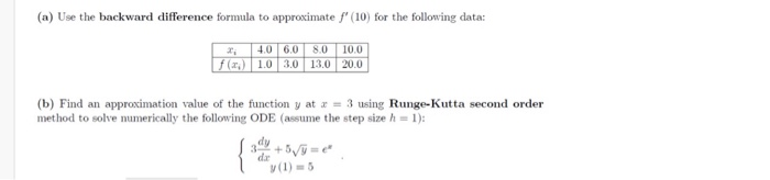 Solved (a) Use the backward difference formula to | Chegg.com