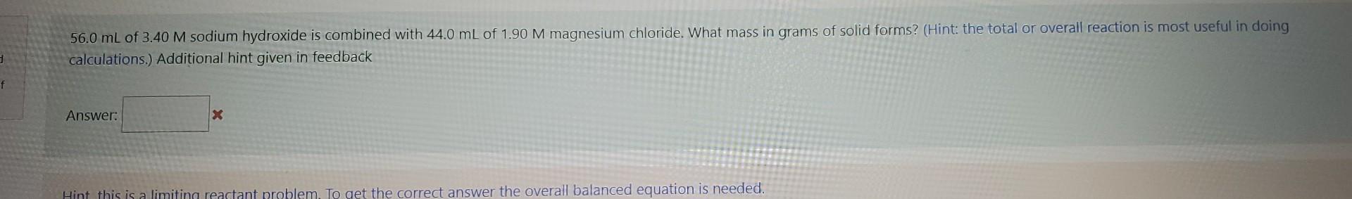Solved calculations.) Additional hint given in feedback | Chegg.com