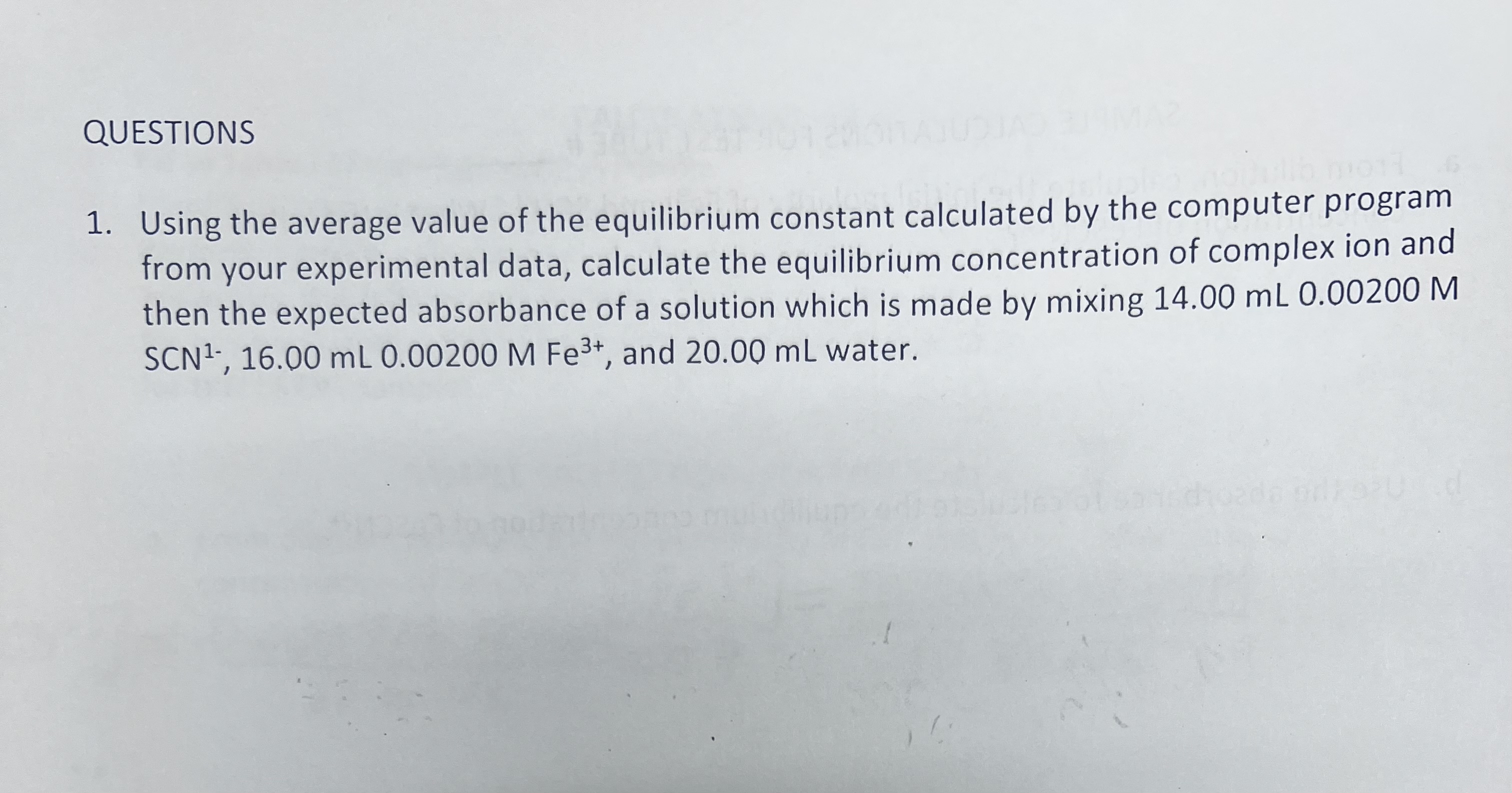 Solved QUESTIONSUsing the average value of the equilibrium | Chegg.com