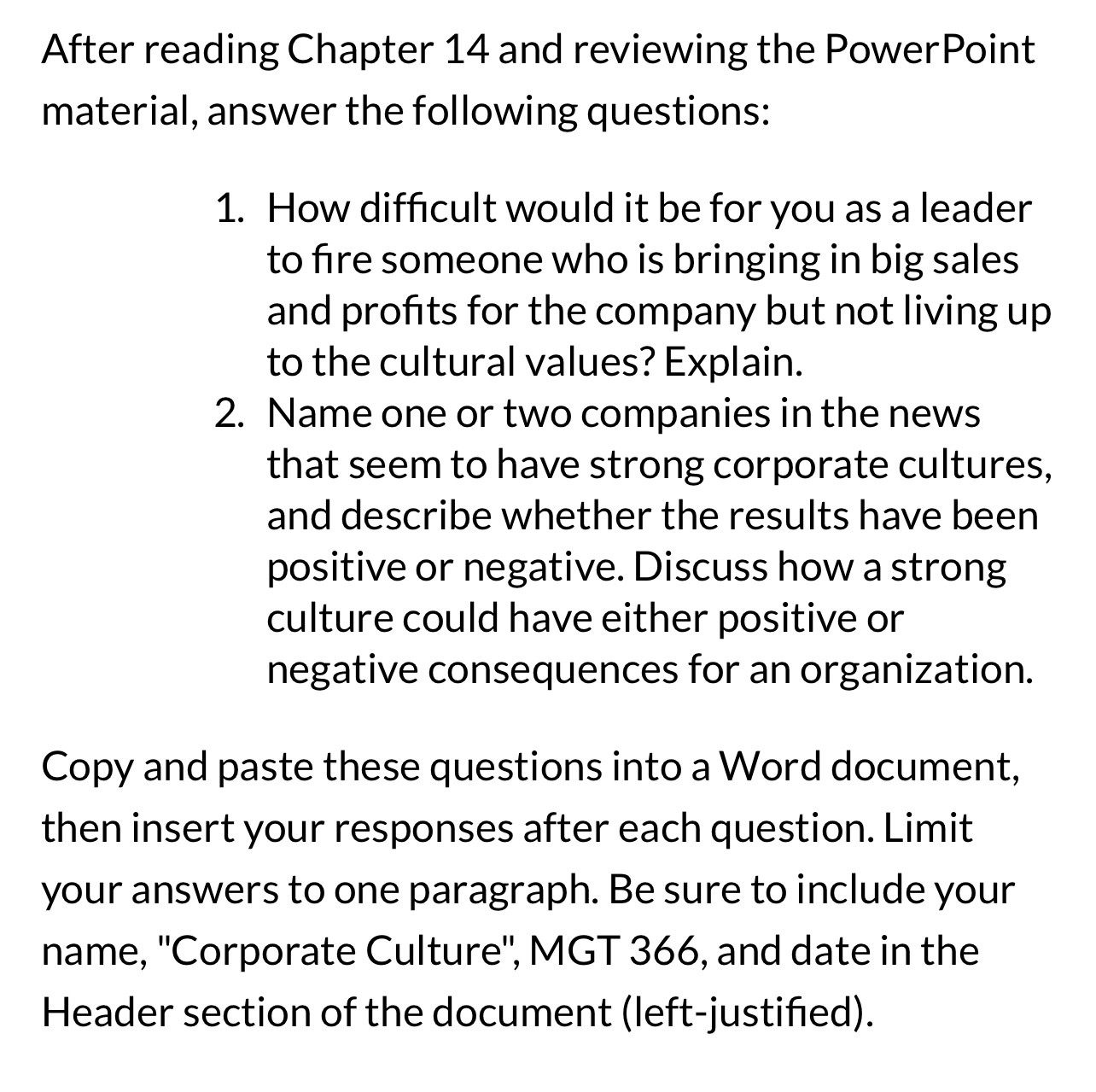 Solved After reading Chapter 14 ﻿and reviewing the | Chegg.com