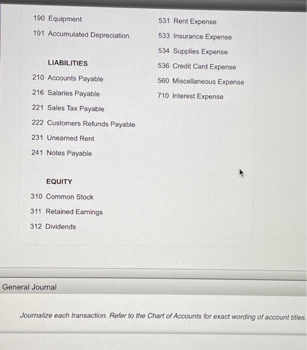 Solved Instructions Chart of Accounts General Journal | Chegg.com