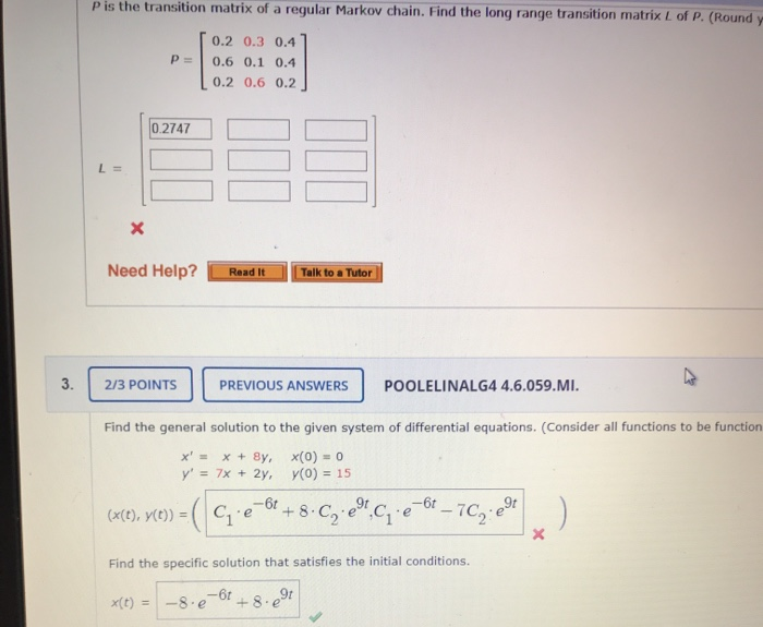 Solved P is the transition matrix of a regular Markov chain. | Chegg.com