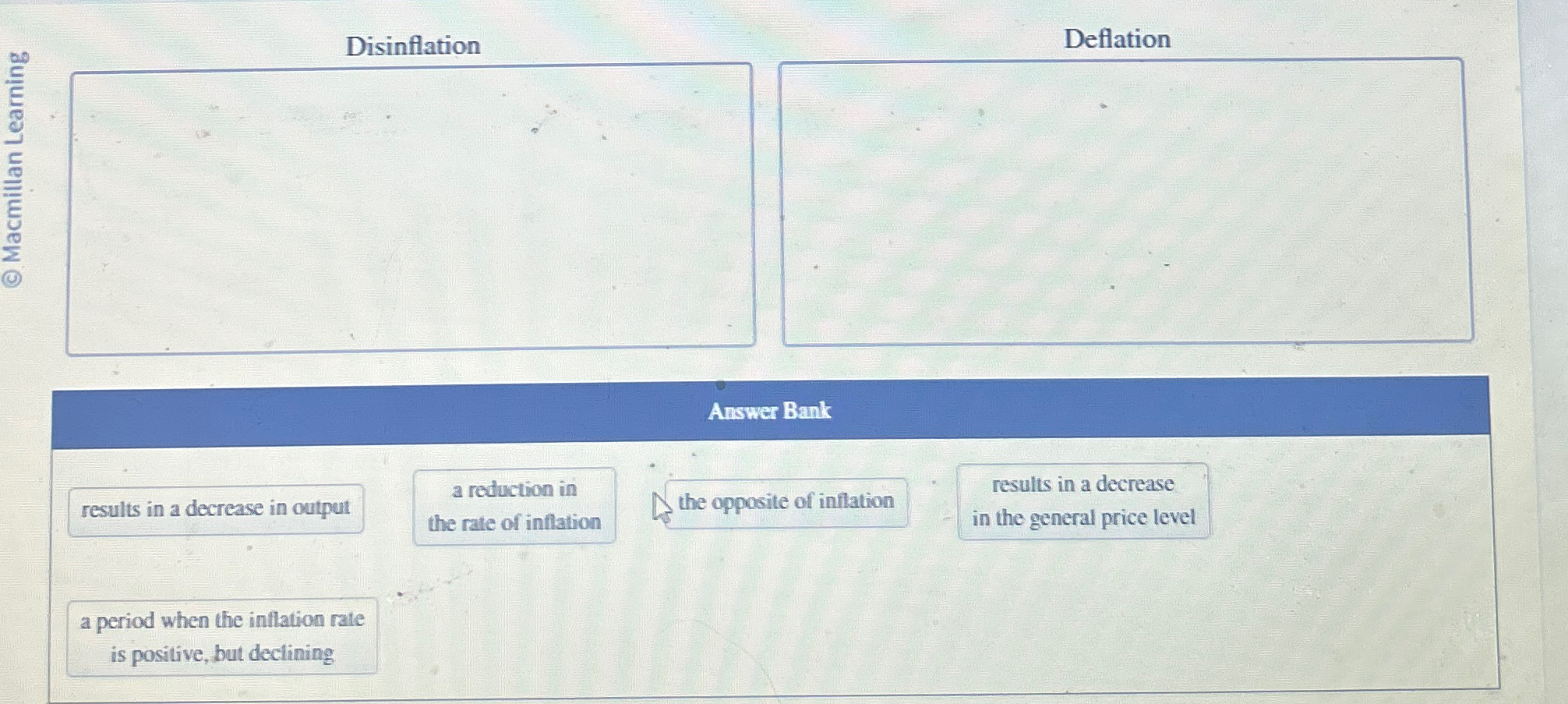 Solved DeflationAnswer Bankresults in a decrease in outputa | Chegg.com