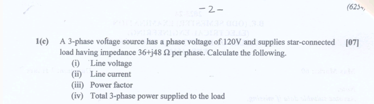 Solved -2-(625),1(c) ﻿A 3-phase voftage source has a phase | Chegg.com