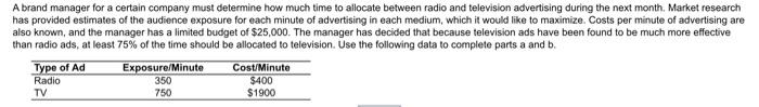 Solved b. Mathematically formulate a linear optimization | Chegg.com