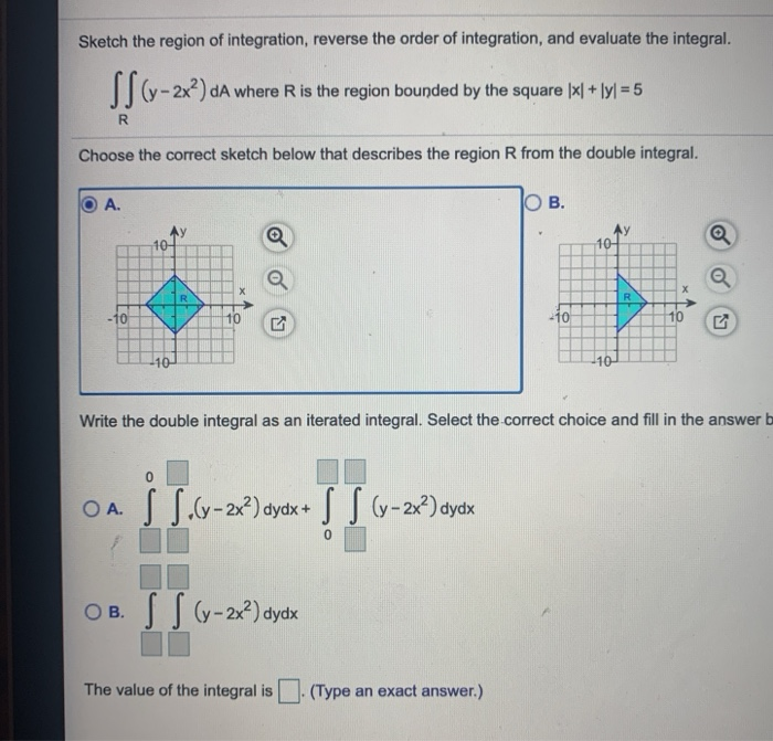 Solved Sketch the region of integration, reverse the order | Chegg.com