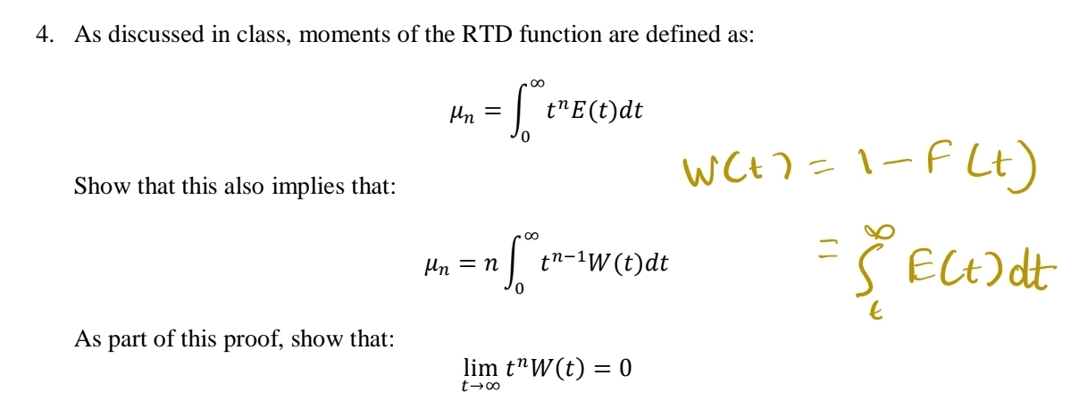 Solved As discussed in class, moments of the RTD function | Chegg.com