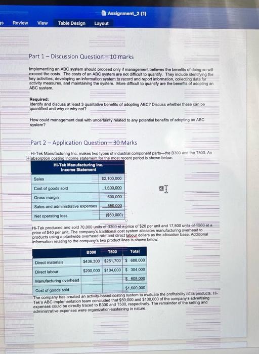 Solved Implementing an ABC system should proceed only if | Chegg.com