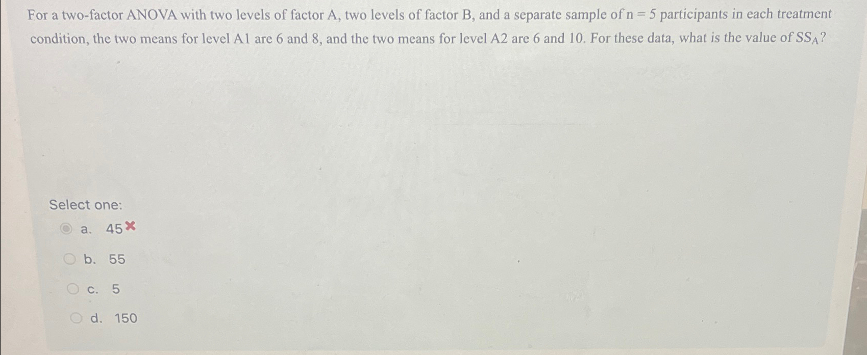 Solved For a two-factor ANOVA with two levels of factor A, | Chegg.com