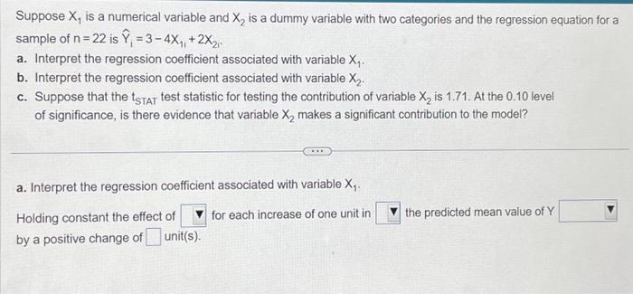 Solved Suppose X1 is a numerical variable and X2 is a dummy | Chegg.com