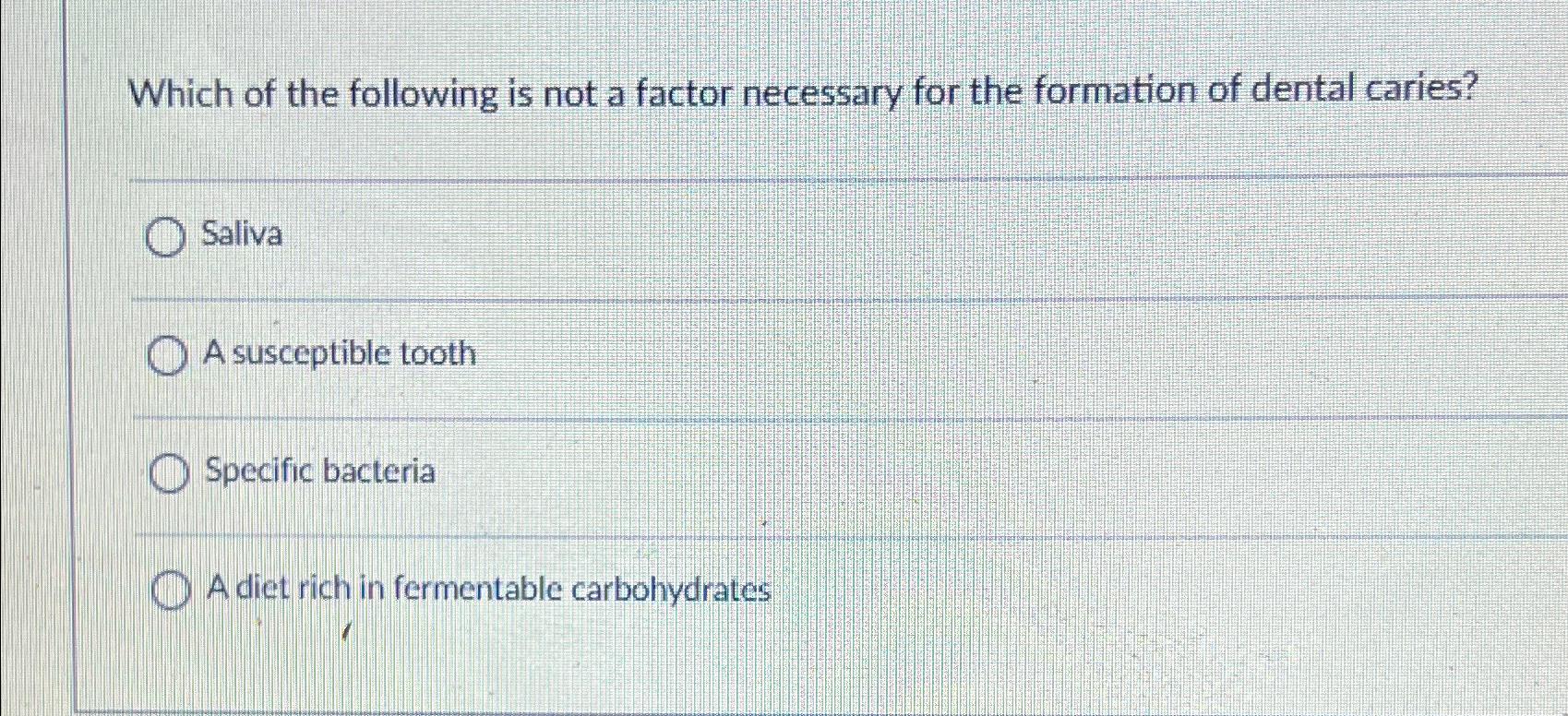 Solved Which of the following is not a factor necessary for | Chegg.com