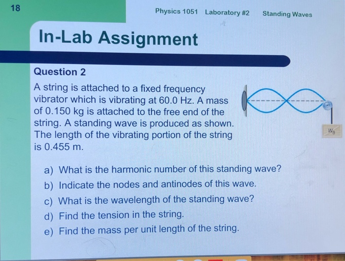 Solved 18 Physics 1051 Laboratory #2 Standing Waves In-Lab | Chegg.com