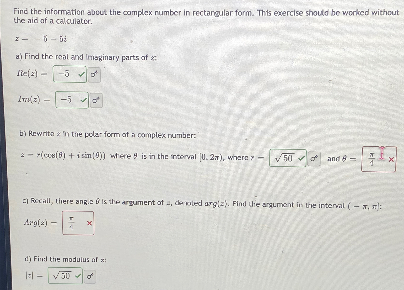 Solved Find the information about the complex number in | Chegg.com