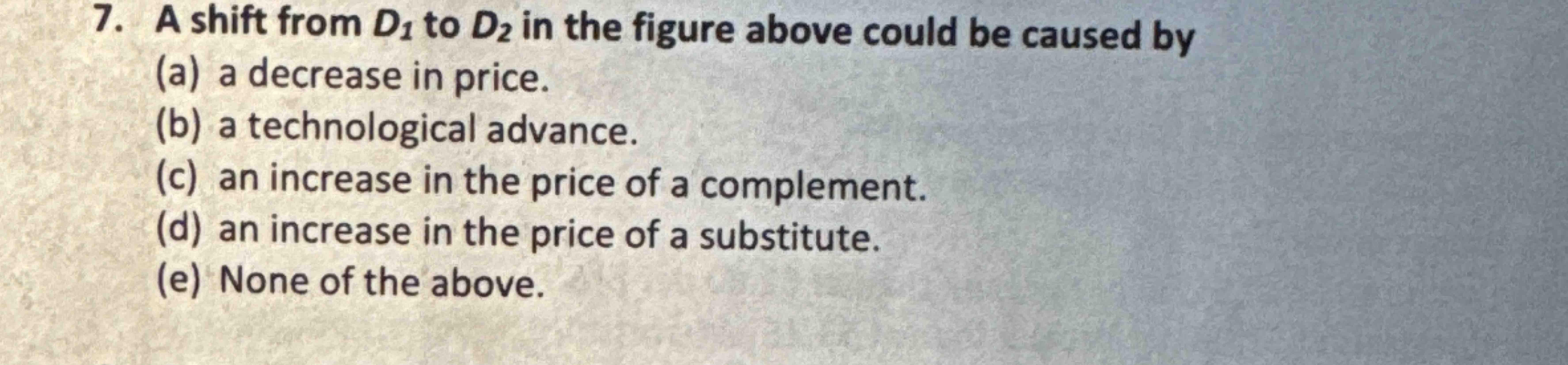 Solved A shift from D1 ﻿to D2 ﻿in the figure above could be | Chegg.com